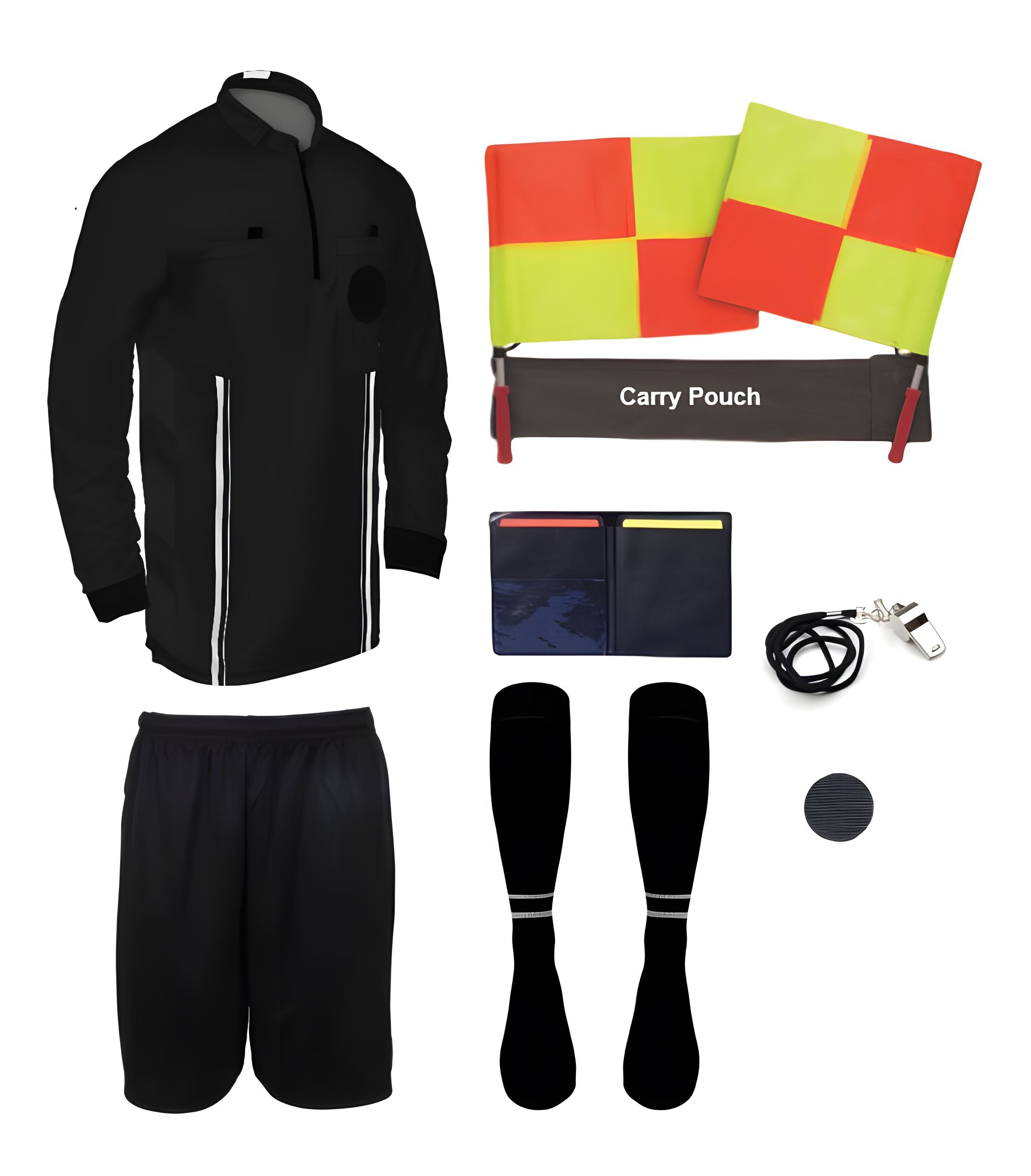 9 Pc. Full Sleeve Soccer Referee Uniform | Soccer Referee Attire | Kit ...